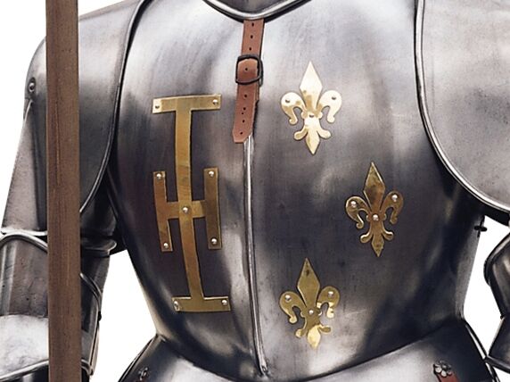 Zbroja rycerska 1:1 z xvi w. z tarczą i kopią repliki broni (905) (KOD ...